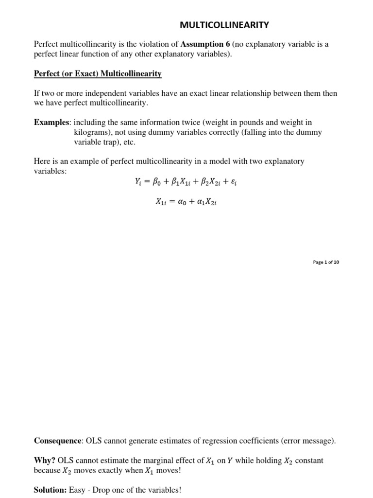 Understanding Multicollinearity in Regression | PDF | Multicollinearity ...