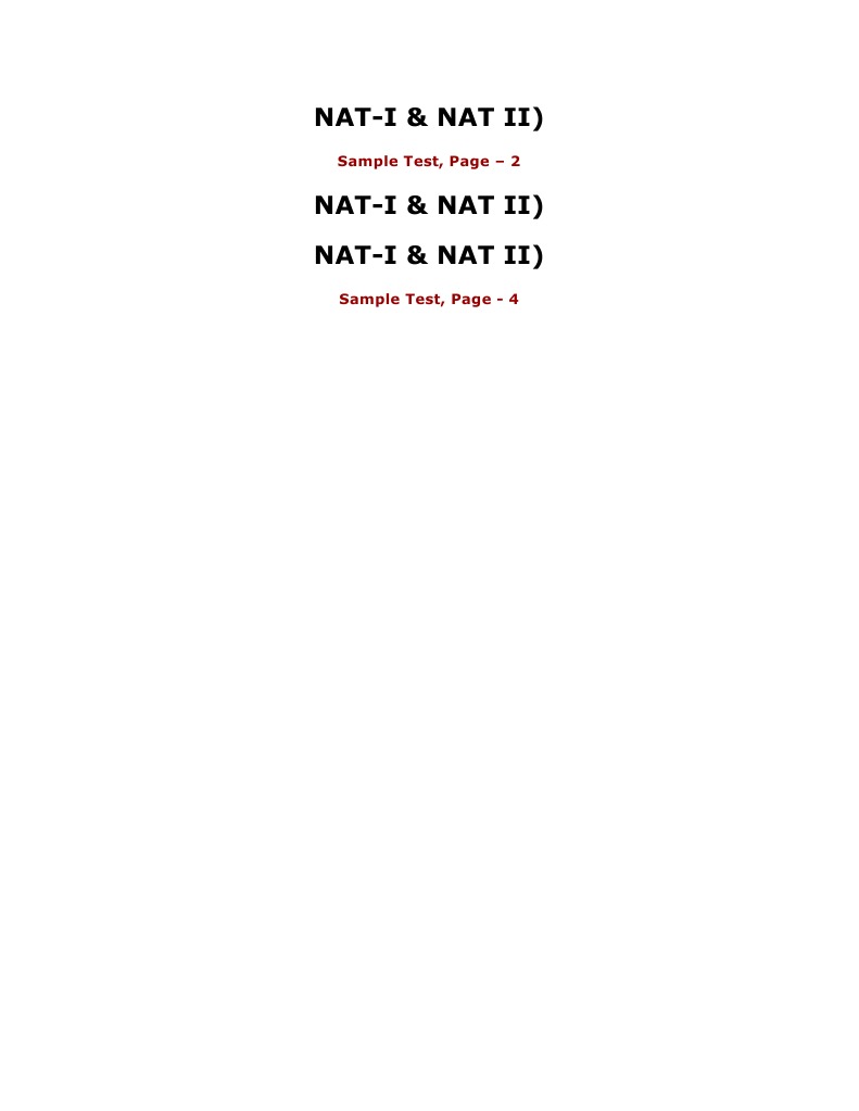 NAT-I & NAT II Sample Test Guide | PDF | Business
