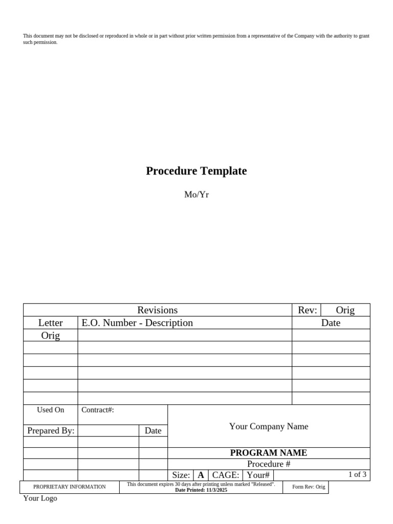 Procedure 1 Template Rev Orig | PDF