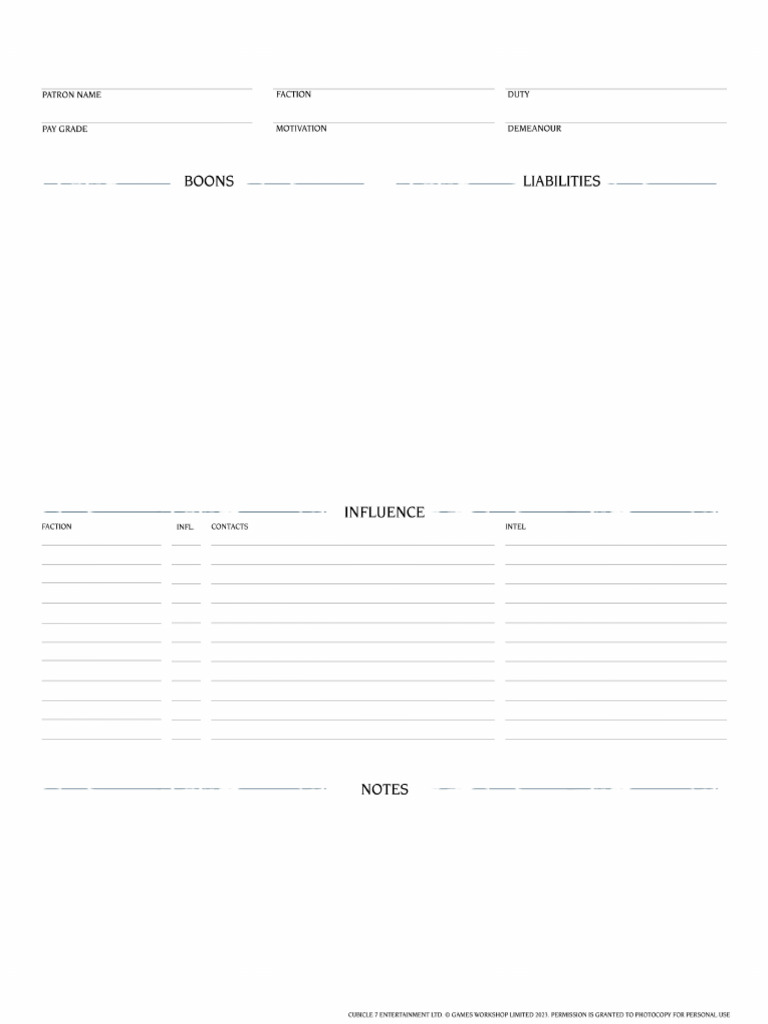 Patron Sheet | PDF