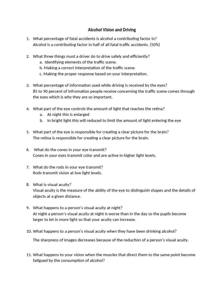 Alcohol, Vision, And Driving | PDF | Eye | Visual Acuity