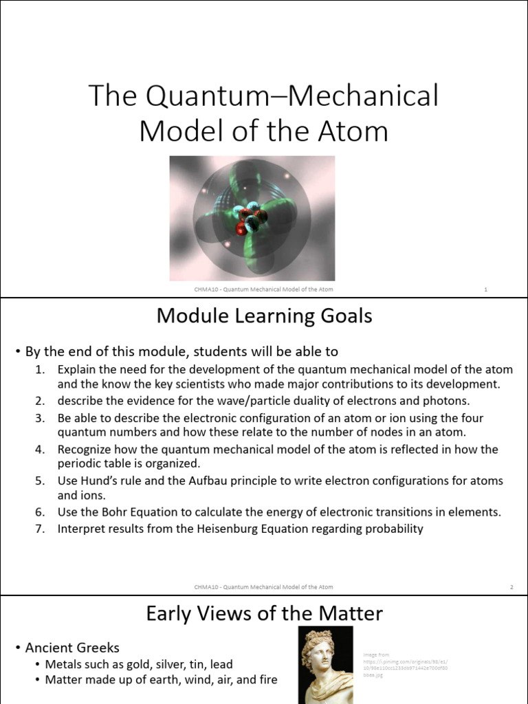 Quantum Mechanical Model of the Atom | PDF | Photoelectric Effect ...