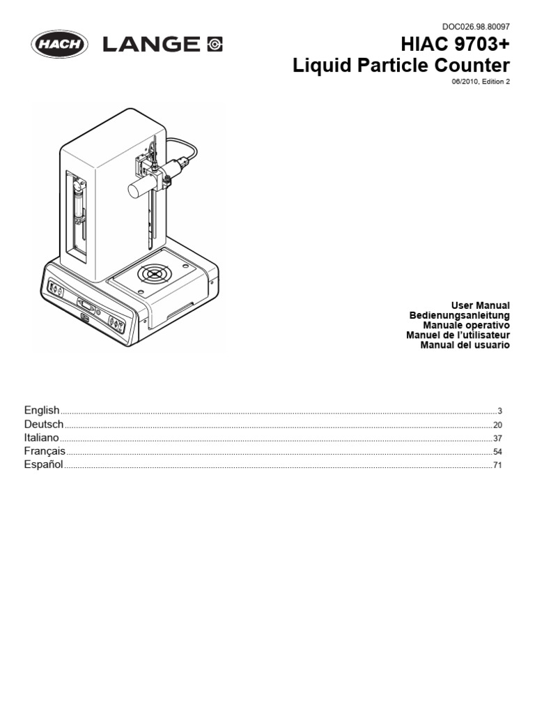 HIAC 9703+ Liquid Particle Counter: 06/2010, Edition 2 | PDF ...