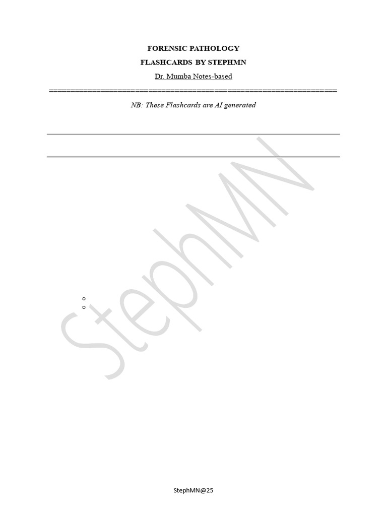 FORENSIC PATHOLOGY FLASHCARDS - by StephMN | PDF | Coroner | Autopsy
