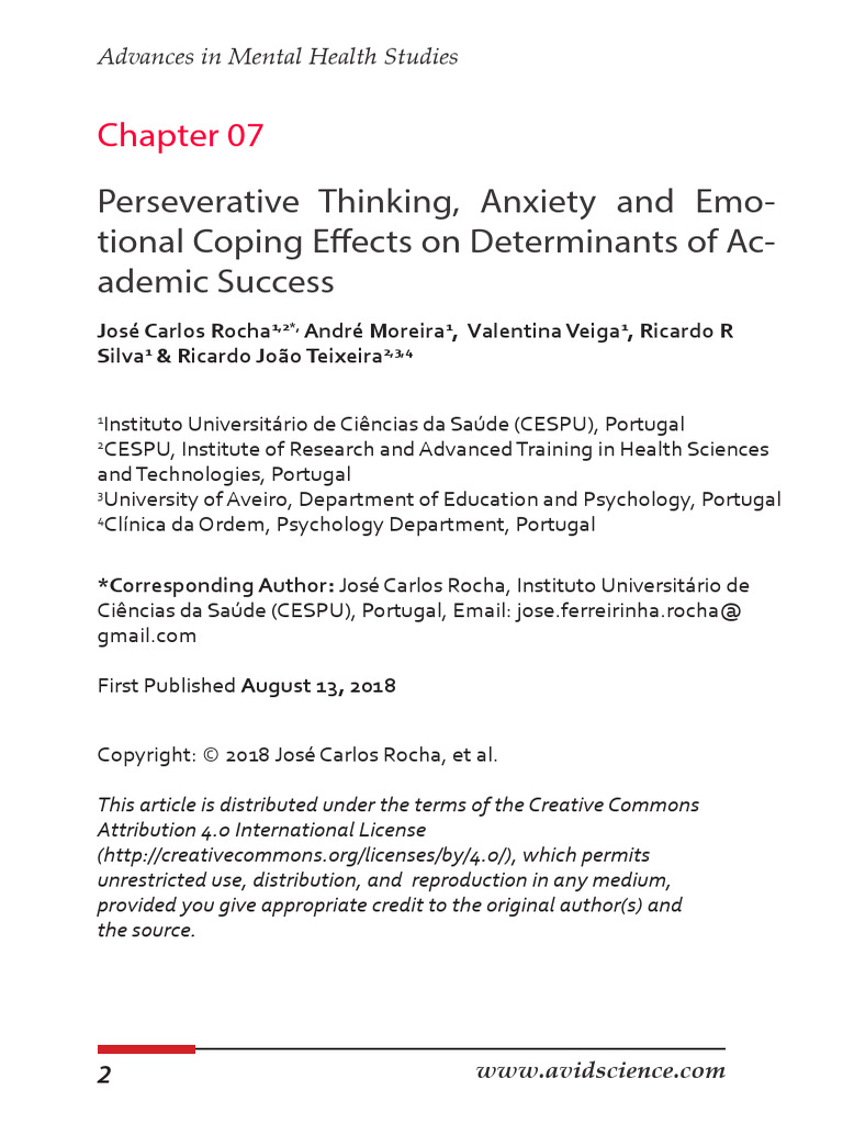 AMH-18-07 (Perseverative Thinking, Anxiety and Emo - Tional Coping ...
