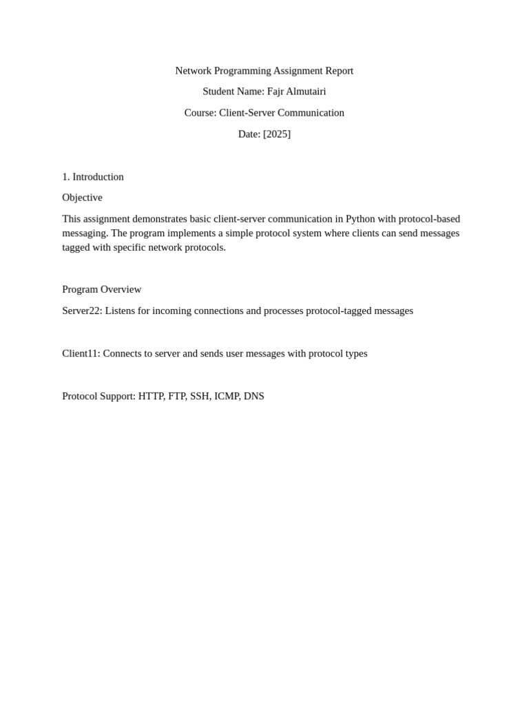 Network Programming Assignment Report | PDF