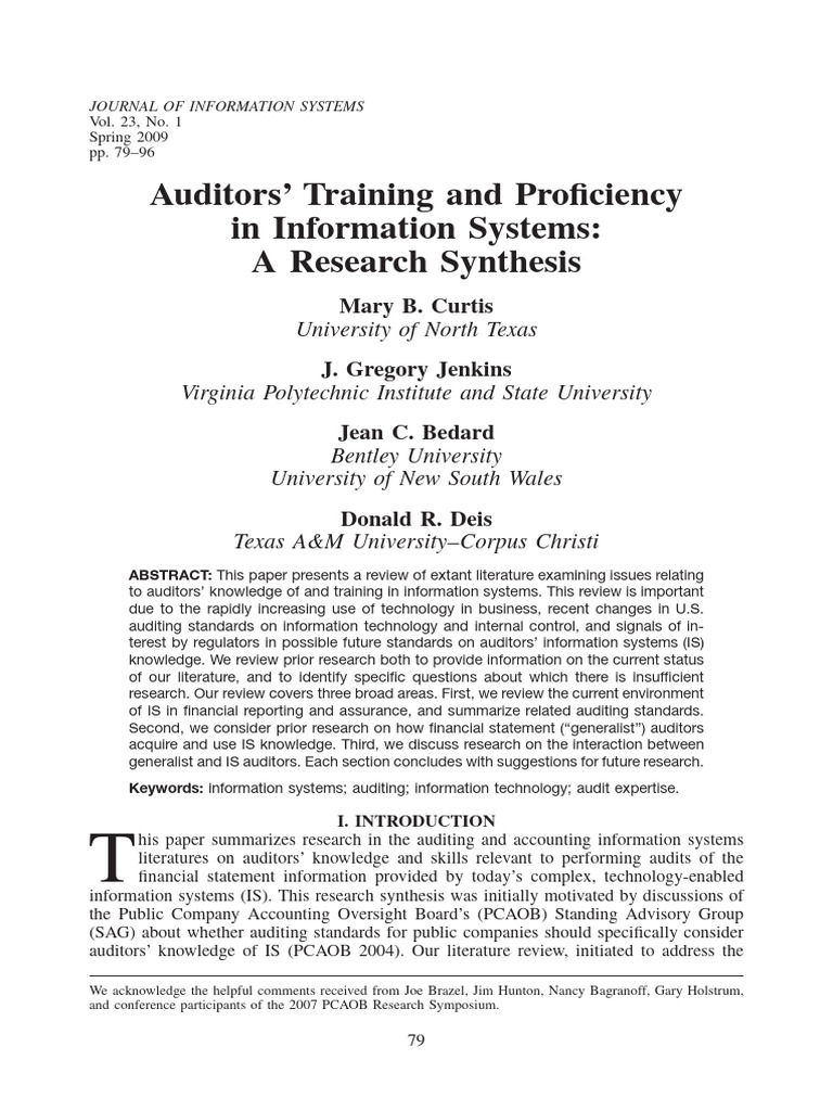 Auditors Training and Proficiency in Information | PDF | Audit ...