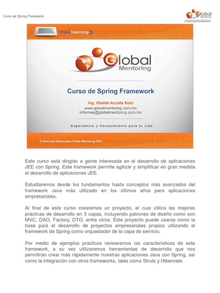 Curso Spring - Presentacion | PDF | Marco de software | Spring Framework