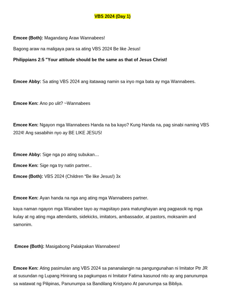 VBS 2024 Script | PDF