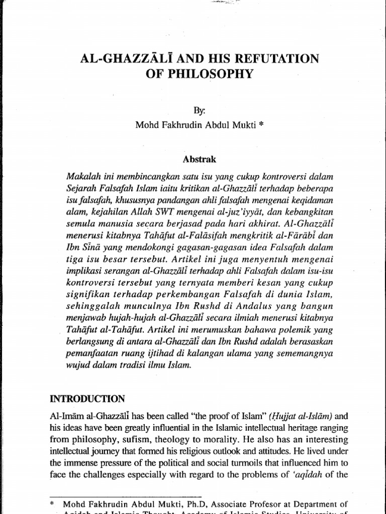 Al-Ghazali & His Philosophy | Nous | Islamic Philosophy