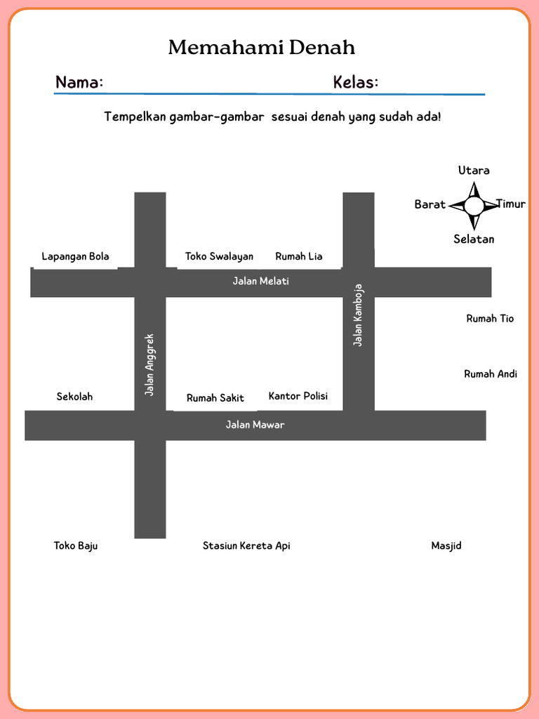 LKPD Denah Kelas 4: Petunjuk Lokasi | PDF