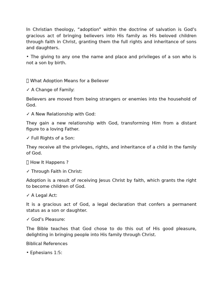 Adoption Report Doctrine 1 | PDF | God In Christianity | Theology