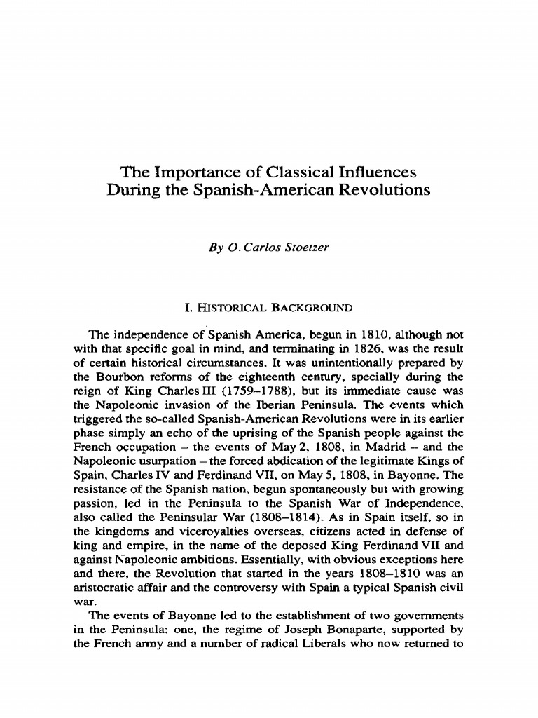 The Importance of Classical Influences During The Spanish-American ...