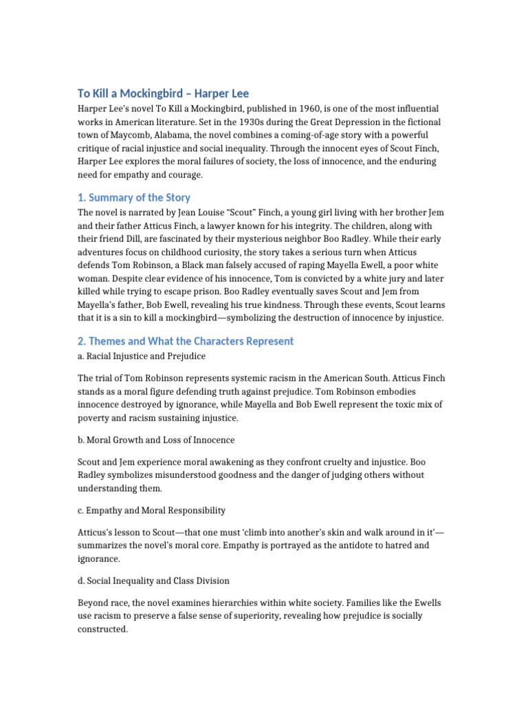 To Kill A Mockingbird Analysis | PDF | To Kill A Mockingbird