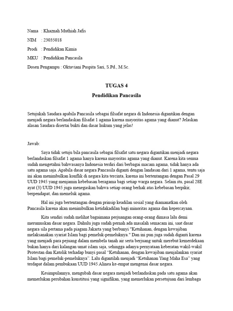 Tugas 4 Pend. Pancasila | PDF