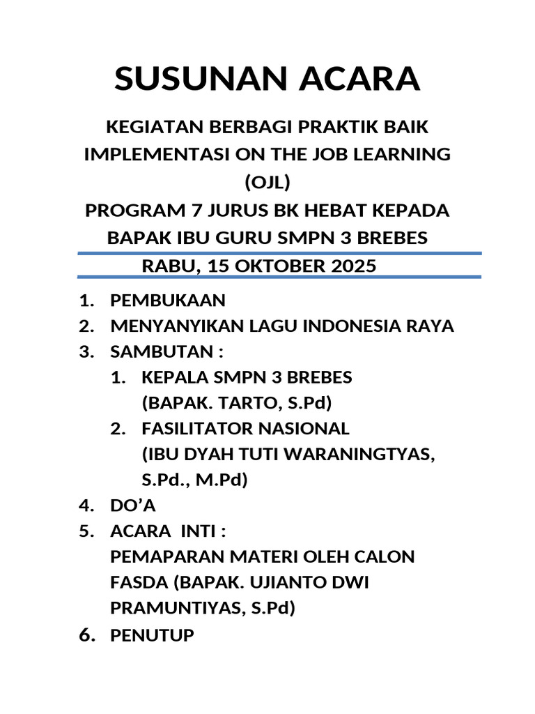SUSUNAN ACARA | PDF
