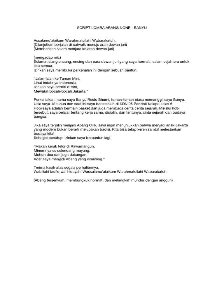 Script Lomba Abang None | PDF