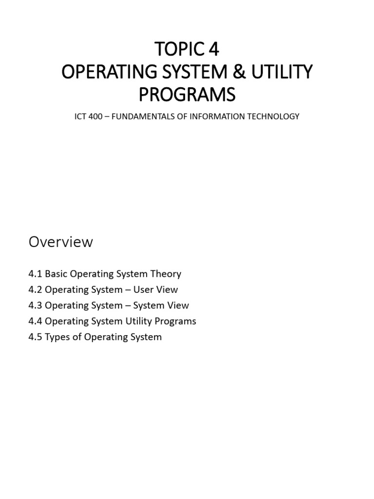 Understanding Operating Systems & Utilities | PDF | Operating System ...