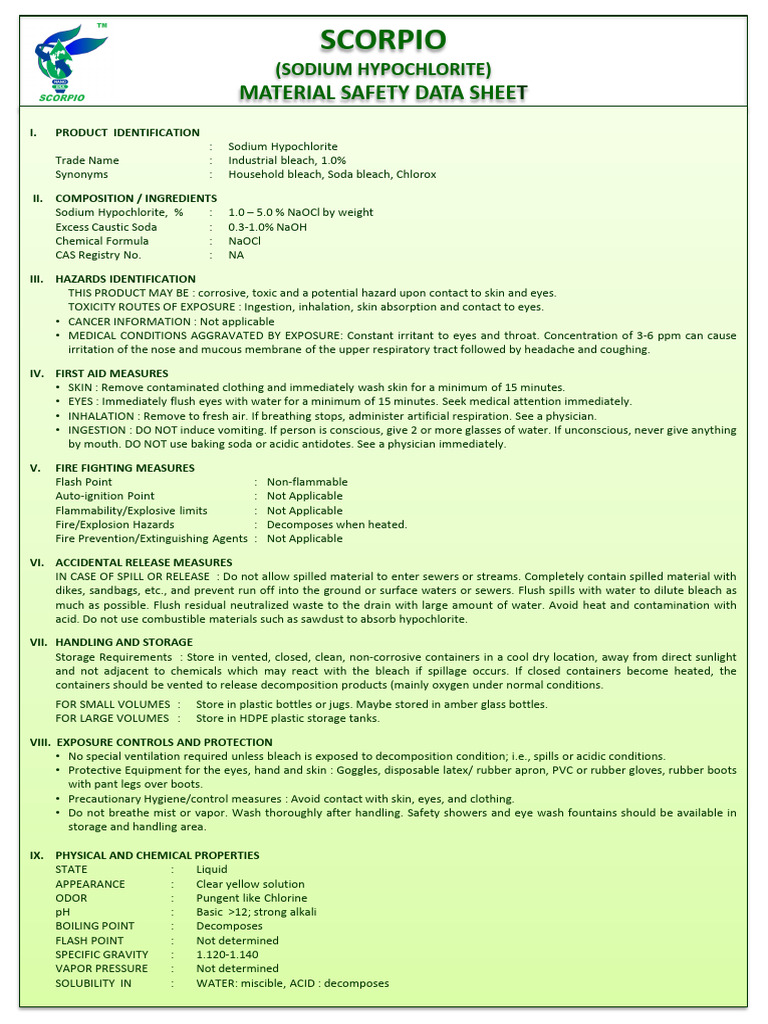 BMA - Material Safety Data Sheet | PDF | Chemical Substances | Chemistry