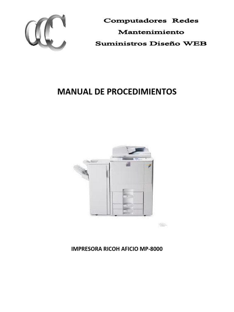Manual de Procedimientos Impresora Ricoh MP-8000 Modificado Al 4 de ...