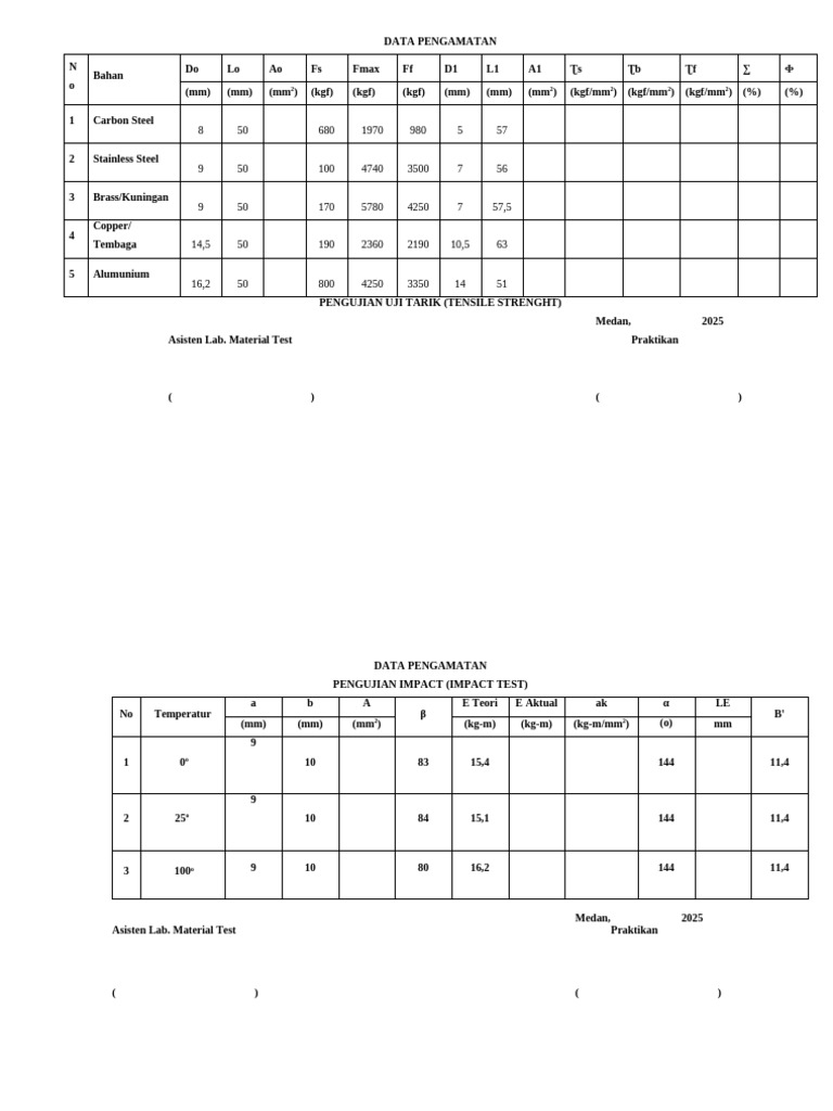 Data Pengamatan MBT | PDF | Materials | Chemical Elements
