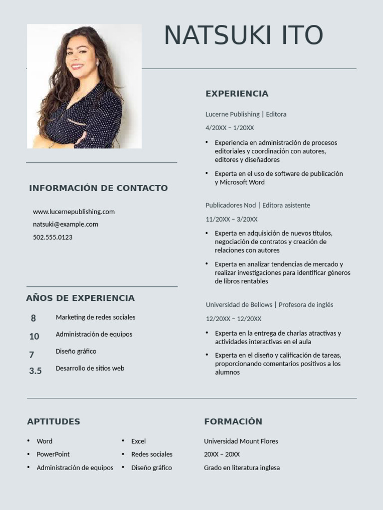Formato de CV 2 | PDF | Comunicación humana | Tecnologías de la información