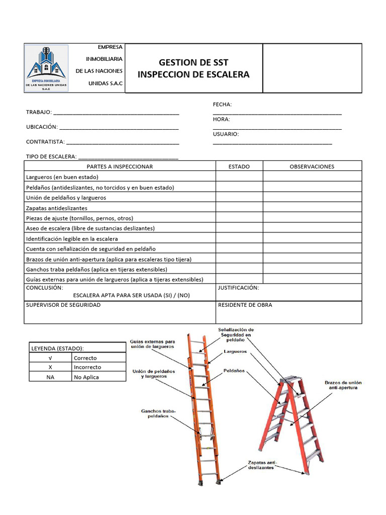 Inspección de Escaleras SST 2023 | PDF