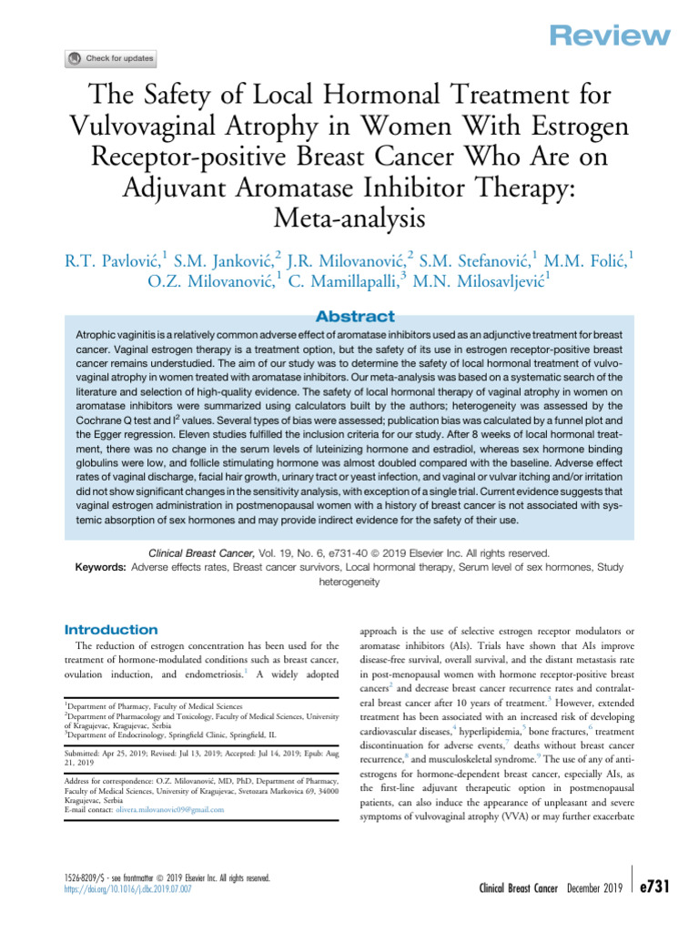 Safety of Hormonal Treatment in Breast Cancer | PDF | Estradiol | Chemistry