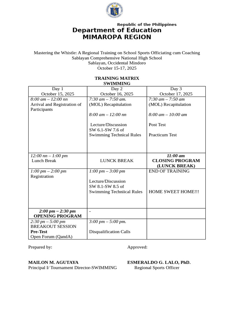 Regional Sports Officiating Training | PDF | Philippines