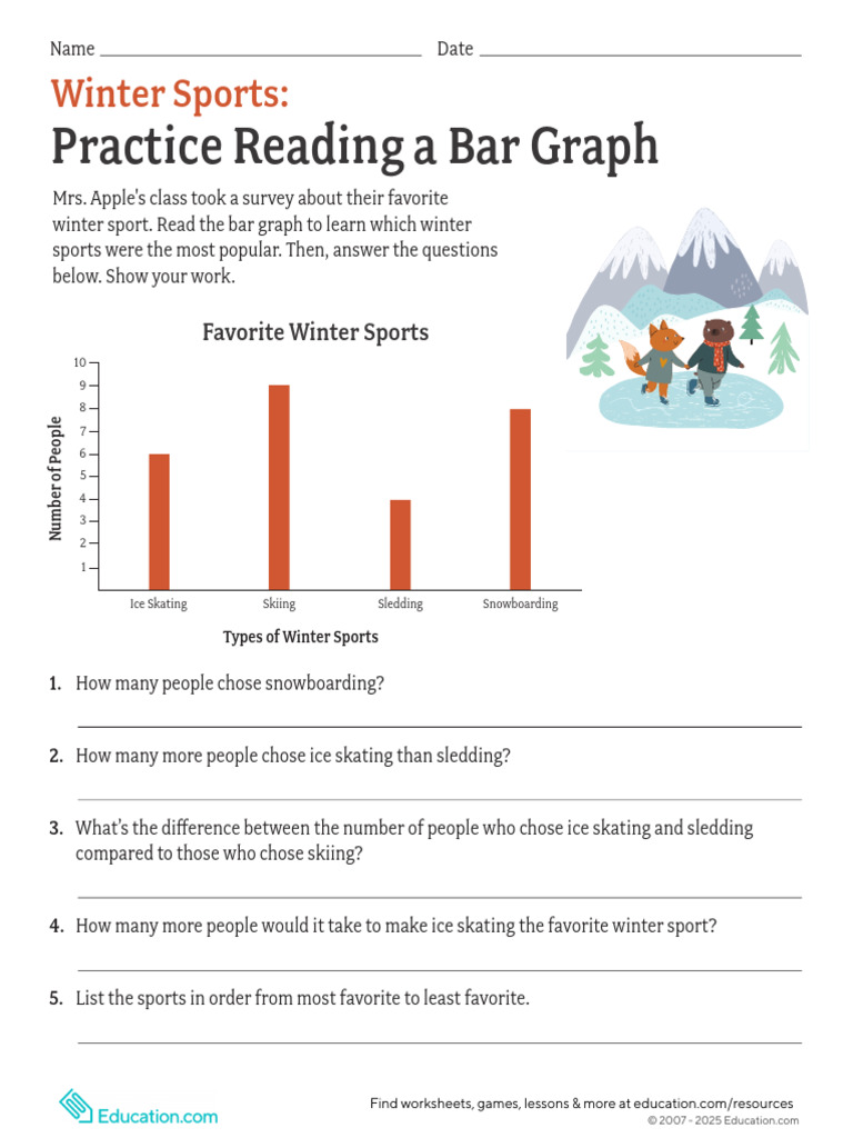 Reading Bar Graph Winter Sports GR 4 | PDF