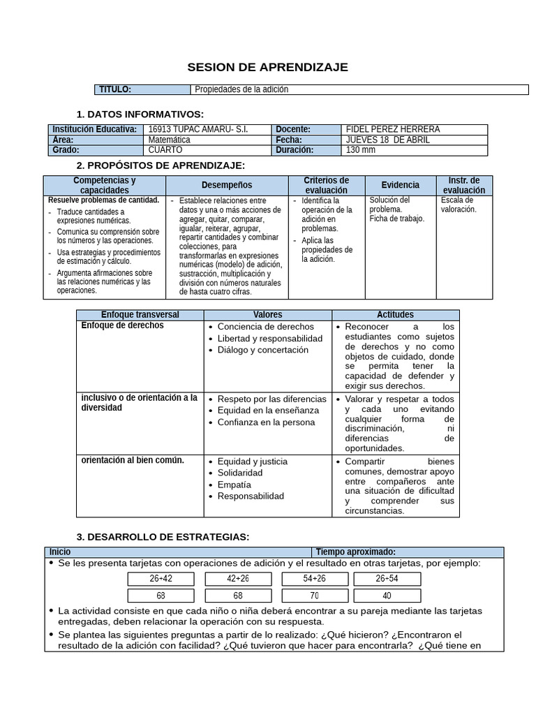 PROPIEDADES DE LA SUMA | PDF | Evaluación | Número natural