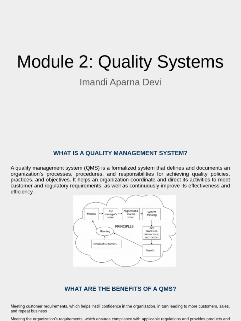 Module 2 - Quality Systems | PDF | Quality Management System | Quality Management