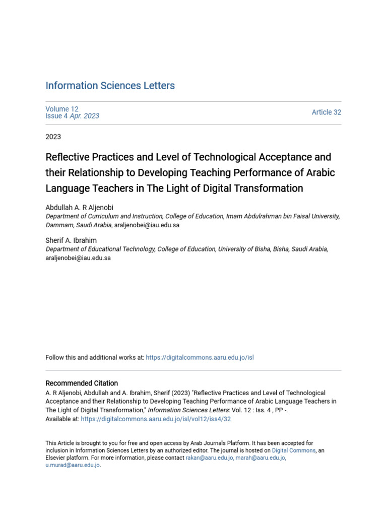 Reflective Practices and Level of Technological Acceptance and TH | PDF | Reflective Practice ...