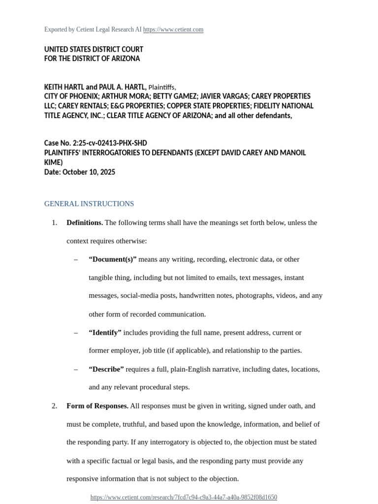 Interrogatories For Defendants | PDF | Interrogatories | Lawsuit