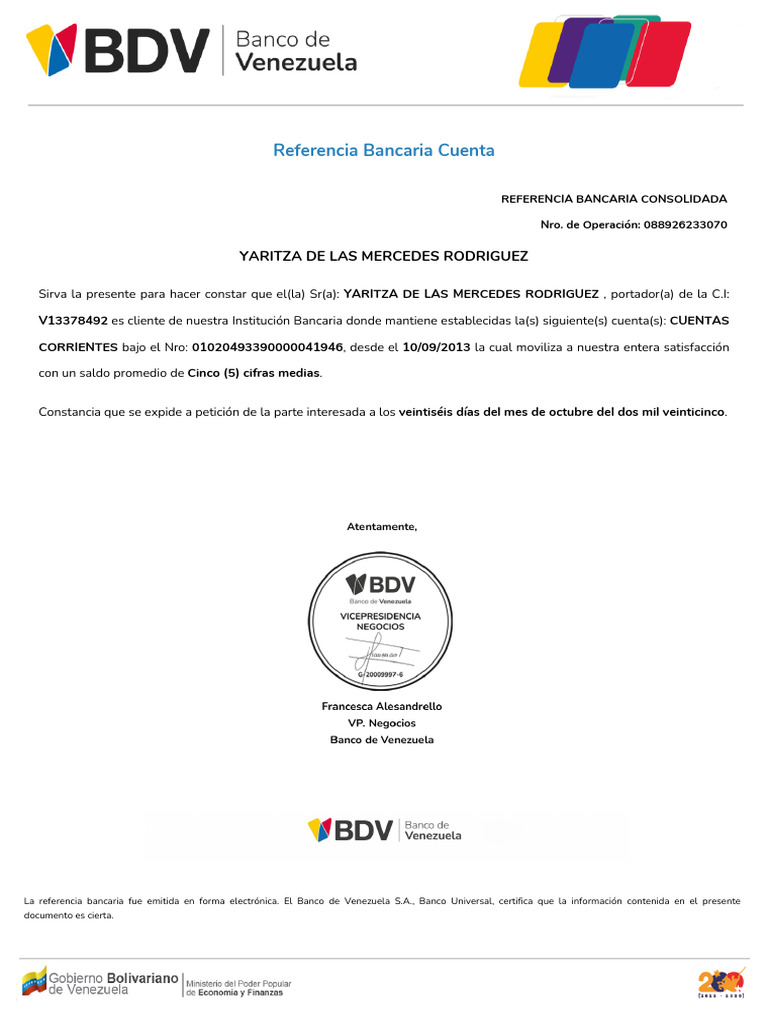 Persona BDV Referencia Cuenta 78492 | PDF