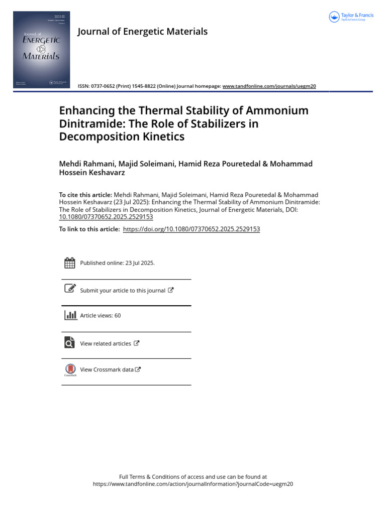 Enhancing The Thermal Stability of Ammonium Dinitramide The Role of ...