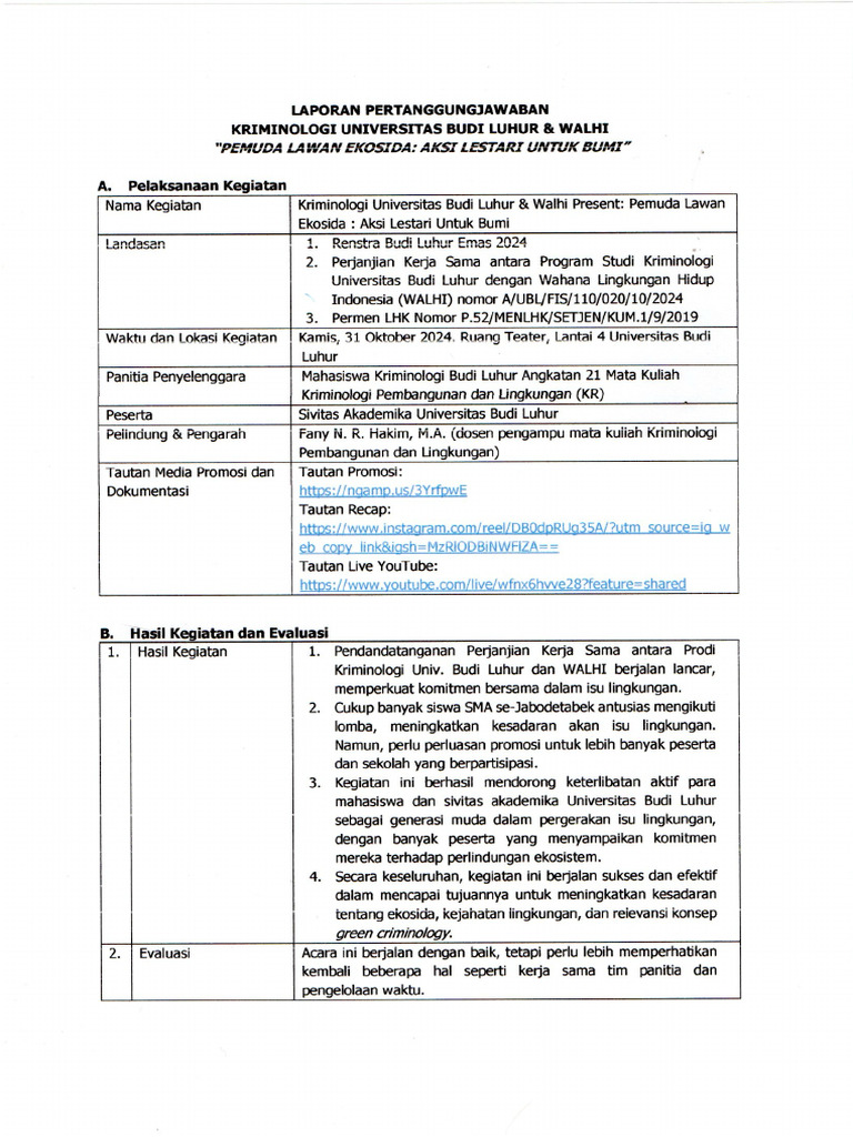 LPJ Prodi (Contoh) | PDF