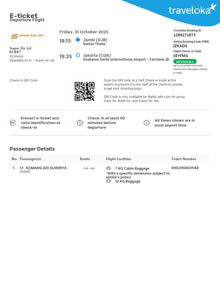 Flight#1 Susilawati Susilawati DJB Eeyfmx CGK Flight Originating | PDF ...