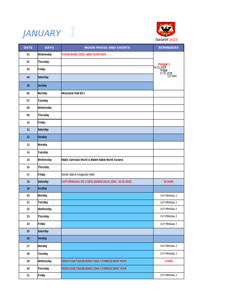 Takwim Sekolah 2025/26 | PDF | Religious Holidays | Liturgical Calendar