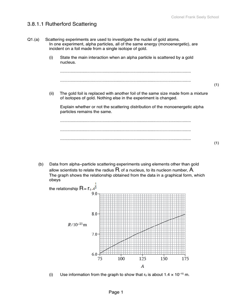 Rutherford Scattering Experiments Explained | PDF | Atomic Nucleus | Atoms