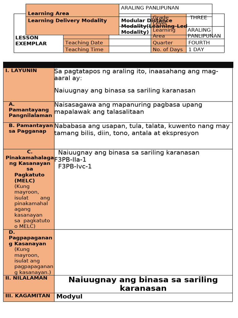 Cot g3 Filipino q4 | PDF