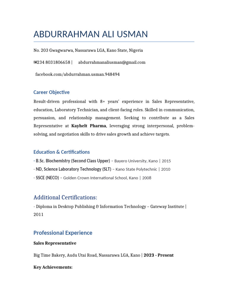 Updated CV Direct Sales Agent | PDF | Sales | Communication
