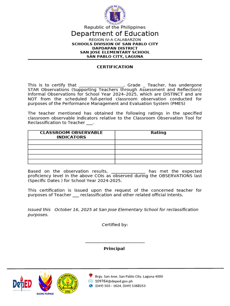 Teacher Certification for Reclassification | PDF