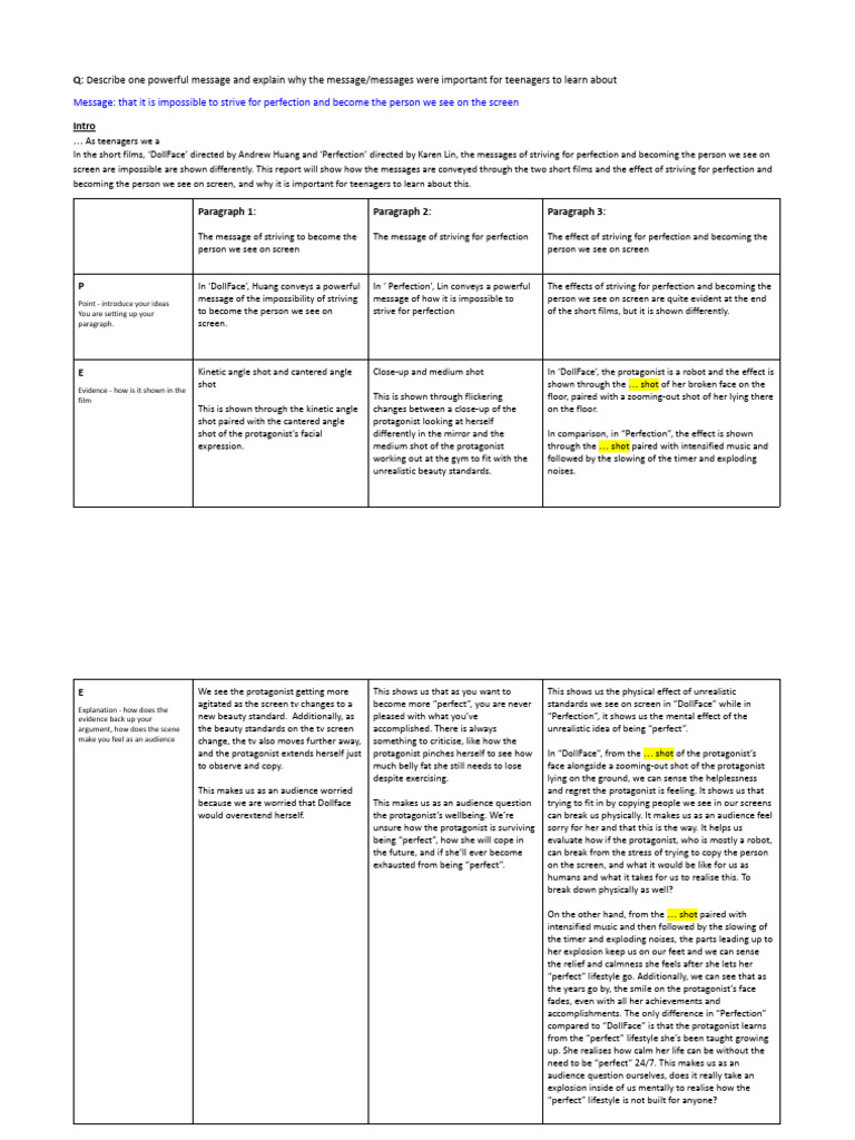 English Essay Plan - Connie | PDF | Adolescence | Social Psychology