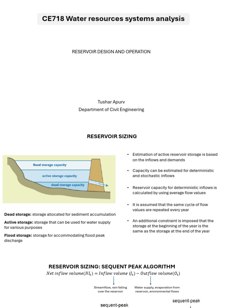 Lecture10 Reservoir Operations | PDF | Reservoir | Discharge (Hydrology)