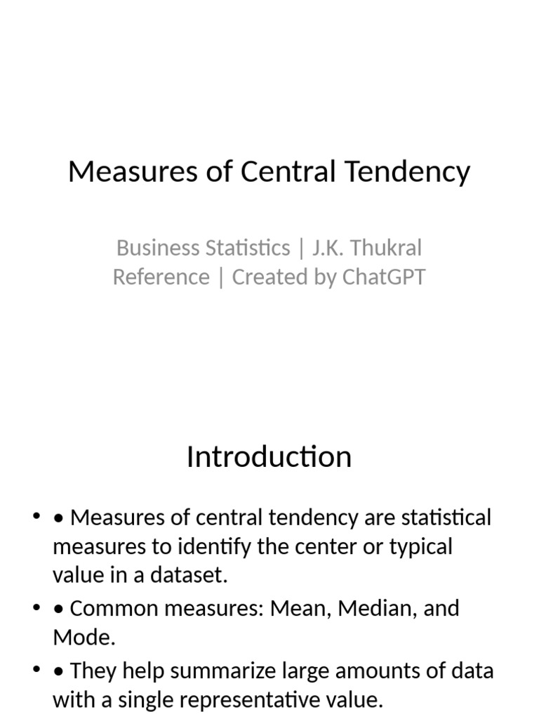 Understanding Central Tendency Measures | PDF