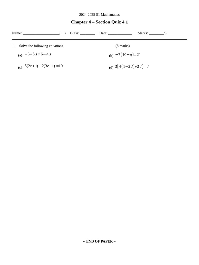 Chapter 4 Quiz 4.1 | PDF