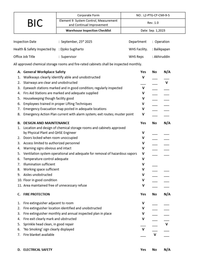 Warehouse Safety Inspection Checklist | PDF | Personal Protective ...