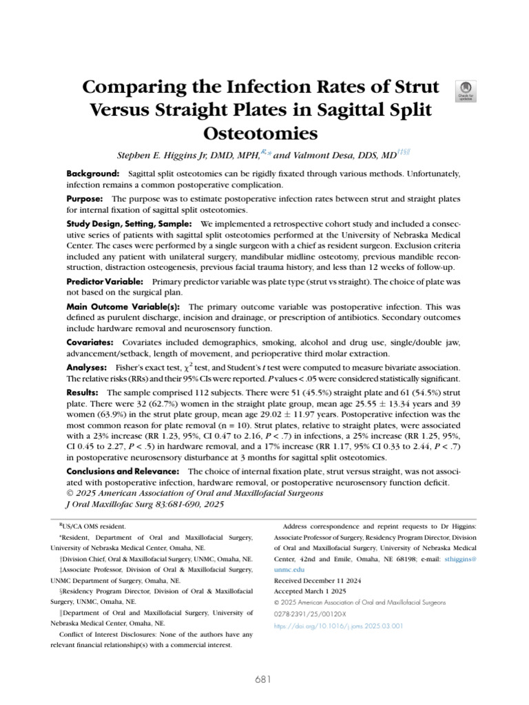 Infection Rates: Strut vs. Straight Plates | PDF | Clinical Medicine ...