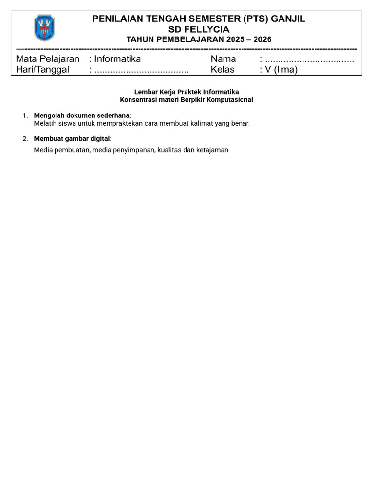 Lembar Praktek TIK Kls 5 | PDF